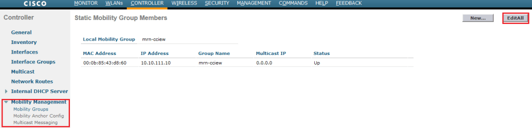 Configuring Mobility on WLC | mrn-cciew