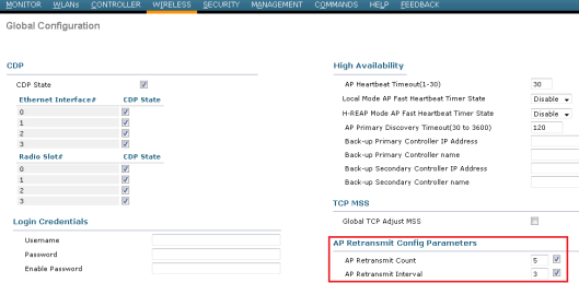 Configuring AP Retransmission Interval | mrn-cciew